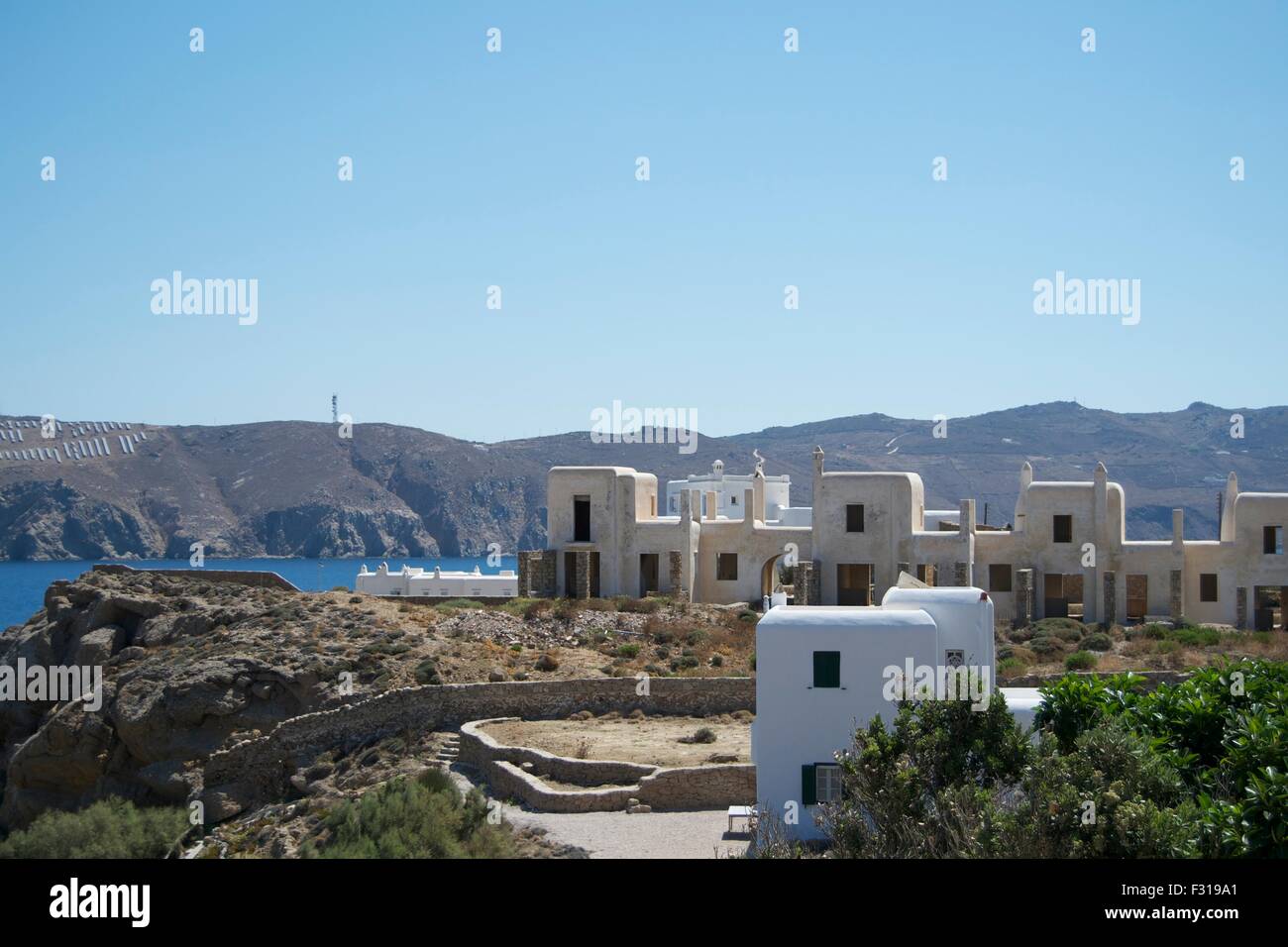 traditional Greek building blue white architecture Stock Photo - Alamy