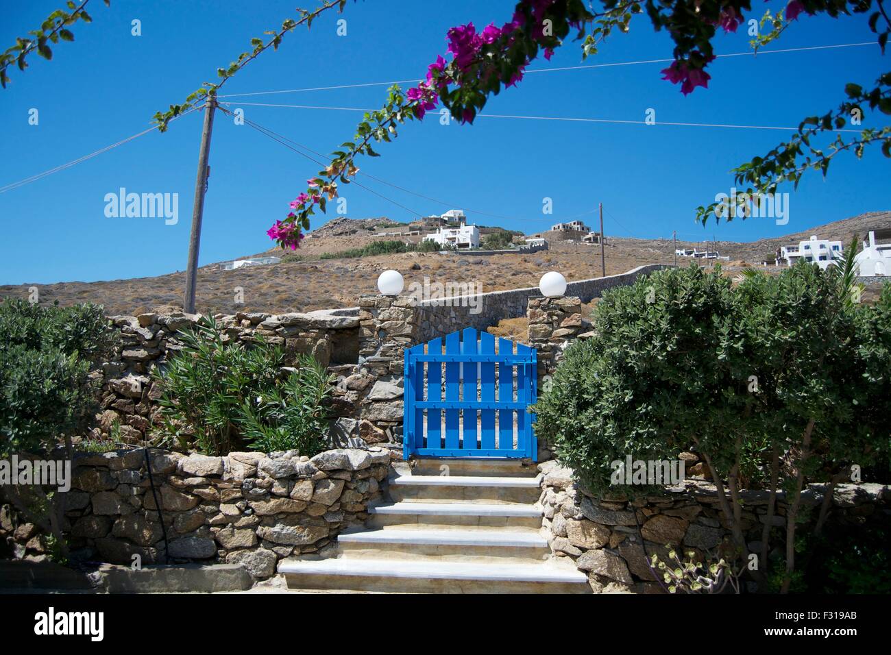 traditional typical Greek buildings blue white Stock Photo - Alamy