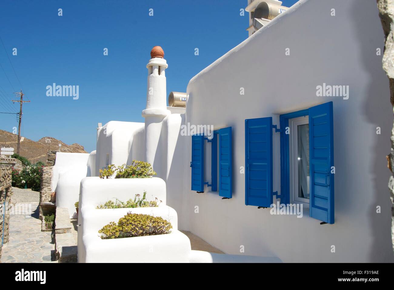 traditional typical Greek buildings blue white Stock Photo - Alamy