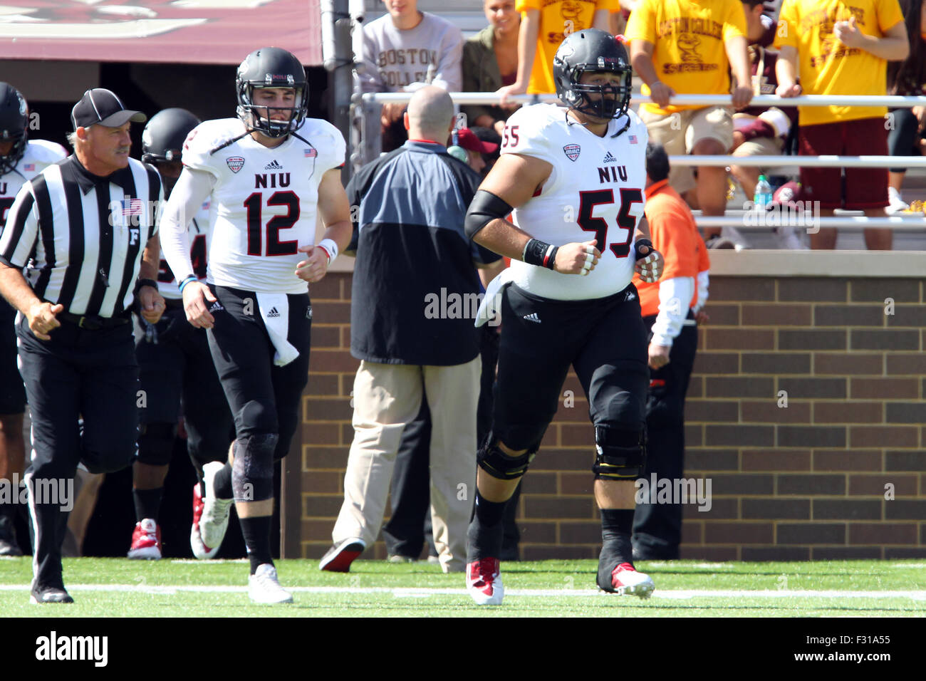 September 26, 2015; Chestnut Hill, MA, USA; Northern Illinois Huskies ...