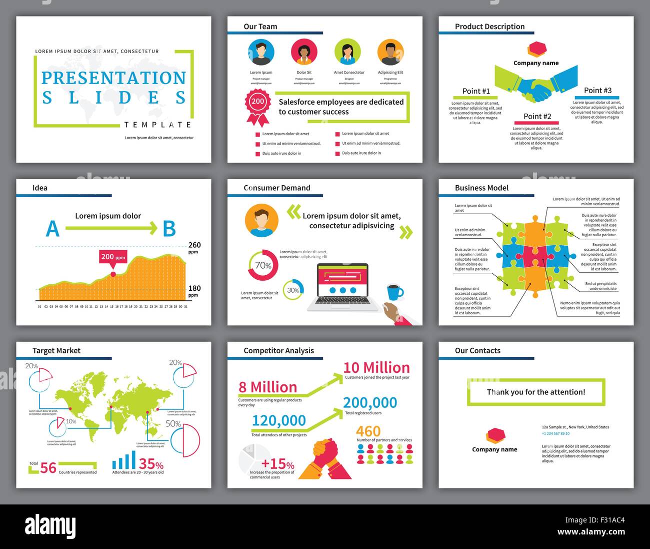 Business colourful infographics presentation slides template Stock ...