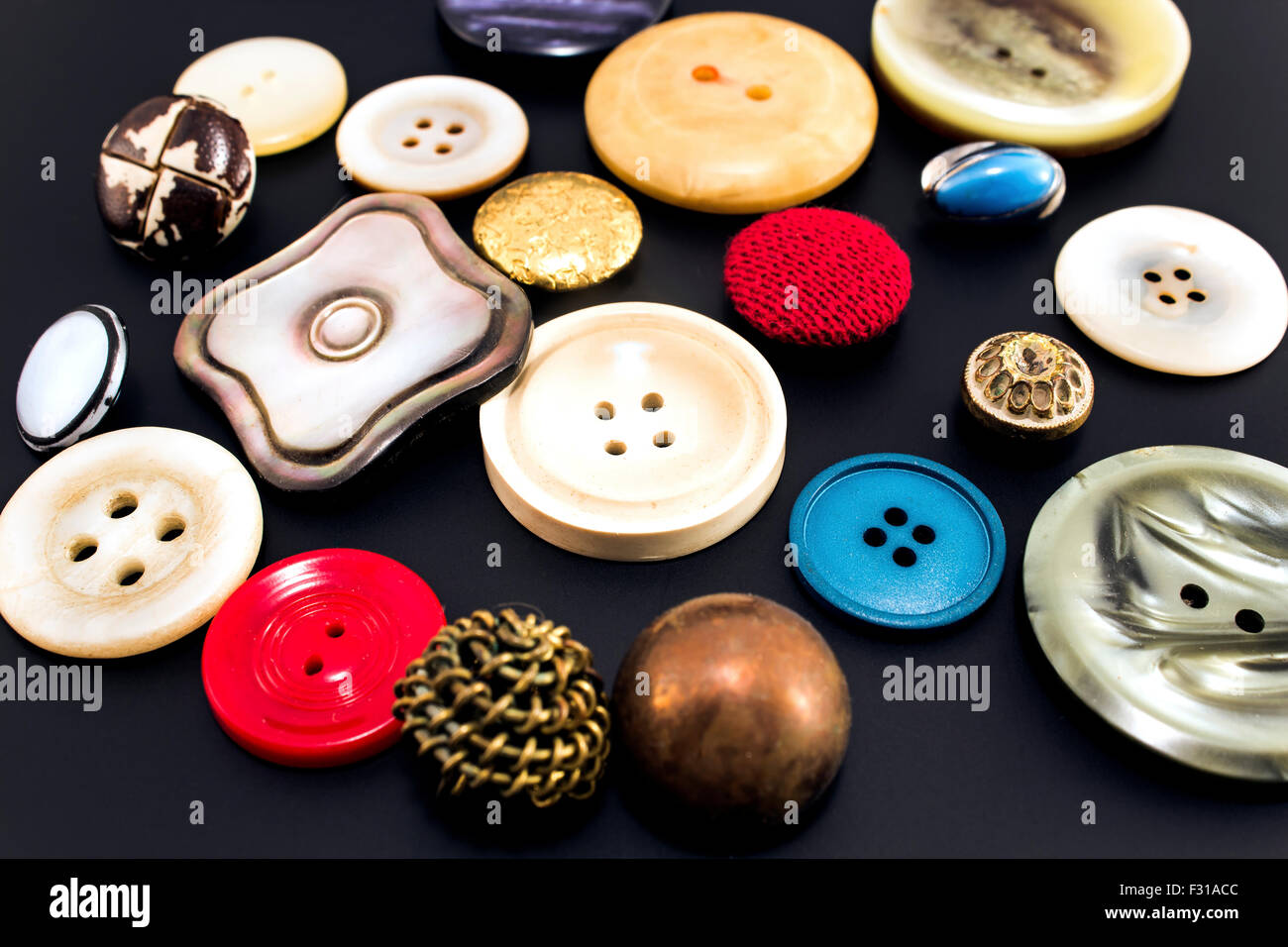 Retro buttons on a black background Stock Photo - Alamy