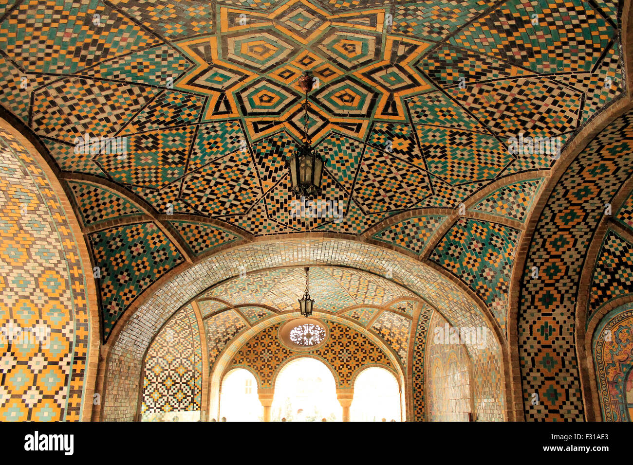 geometric patterns in brick ceiling in Golestan palace, Tehran, Iran ...