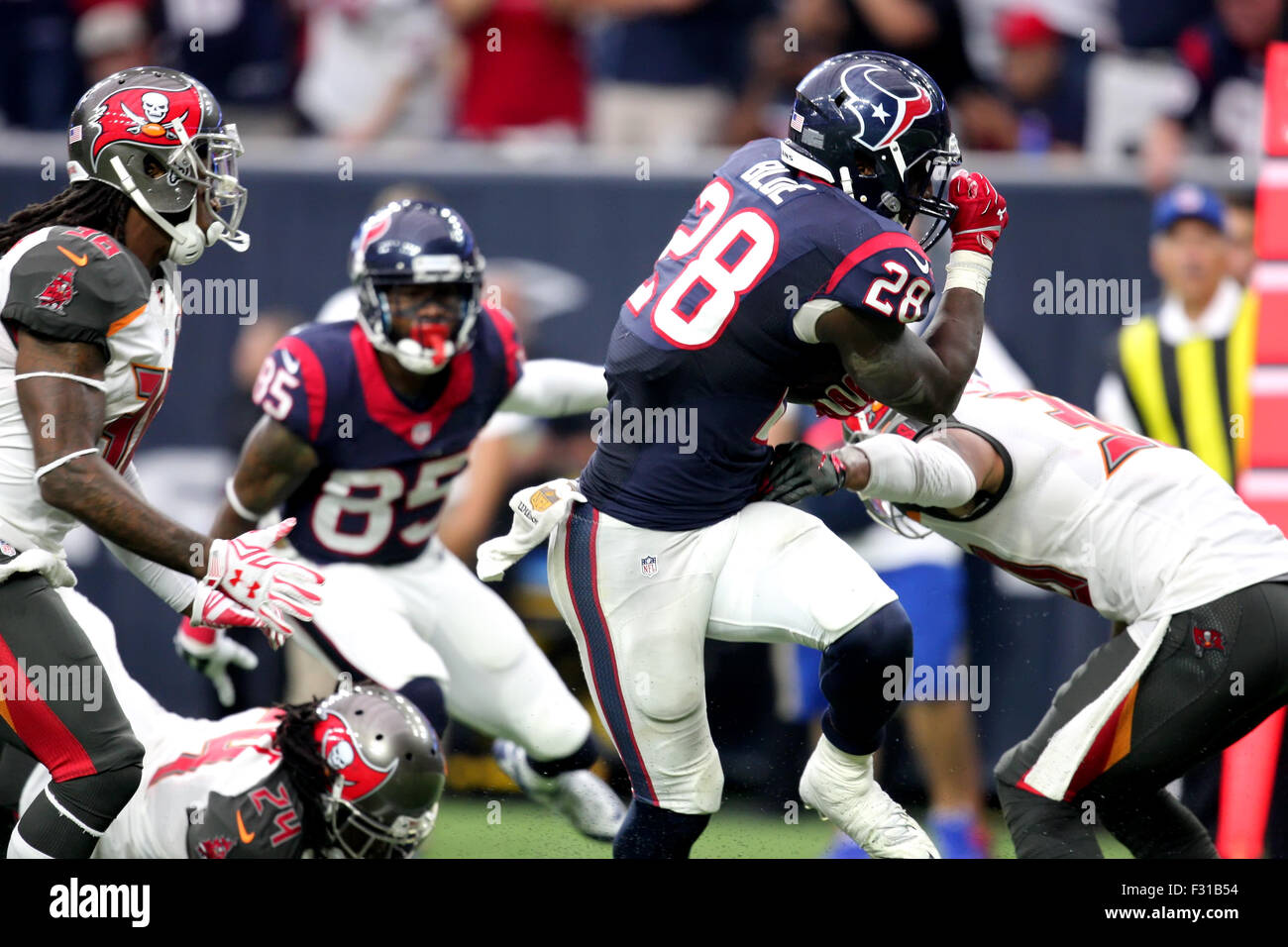 SEP 27 2015: Houston Texans running back Alfred Blue (28) breaks the ...