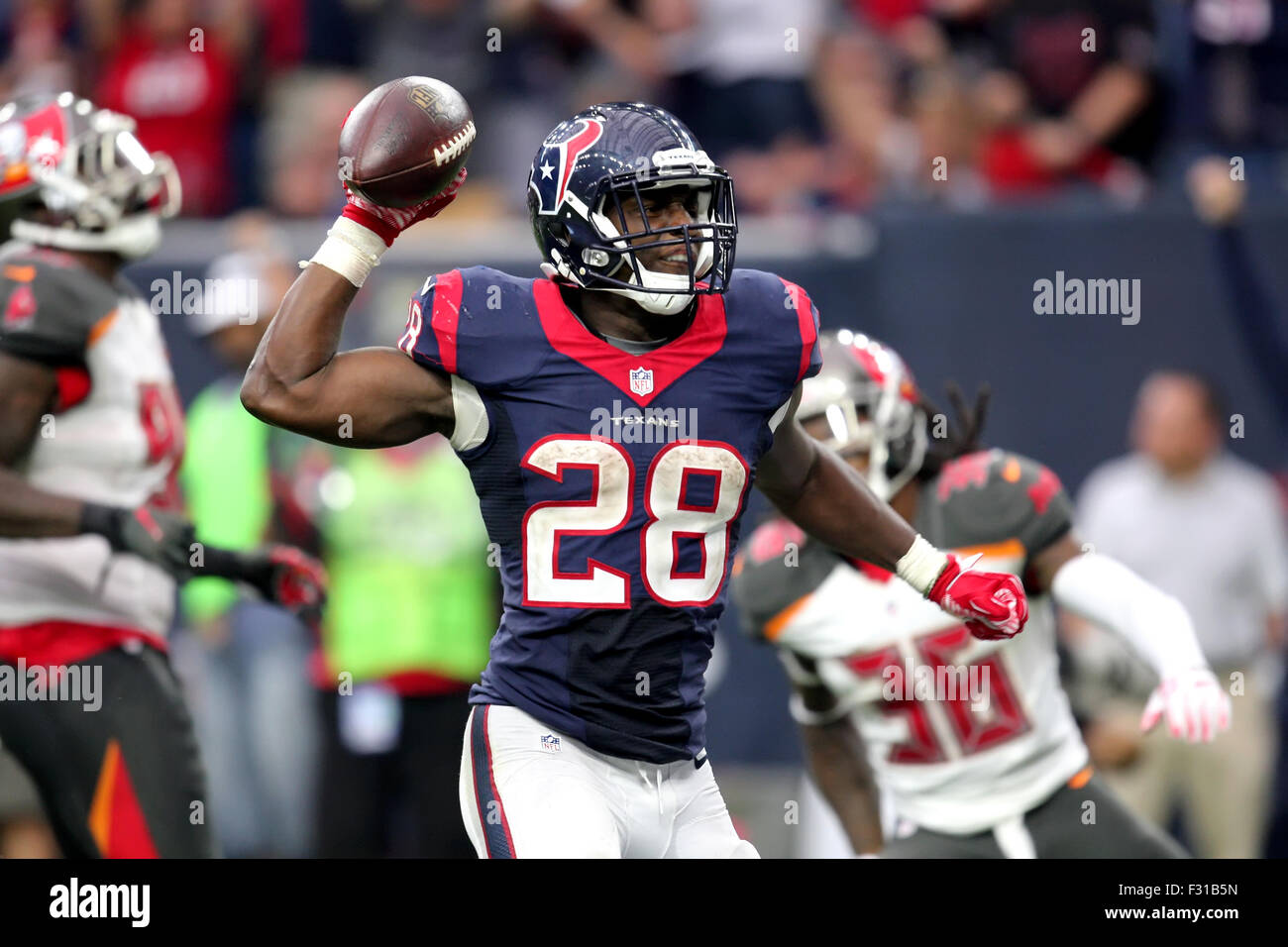 SEP 27 2015: Houston Texans running back Alfred Blue (28) celebrates ...