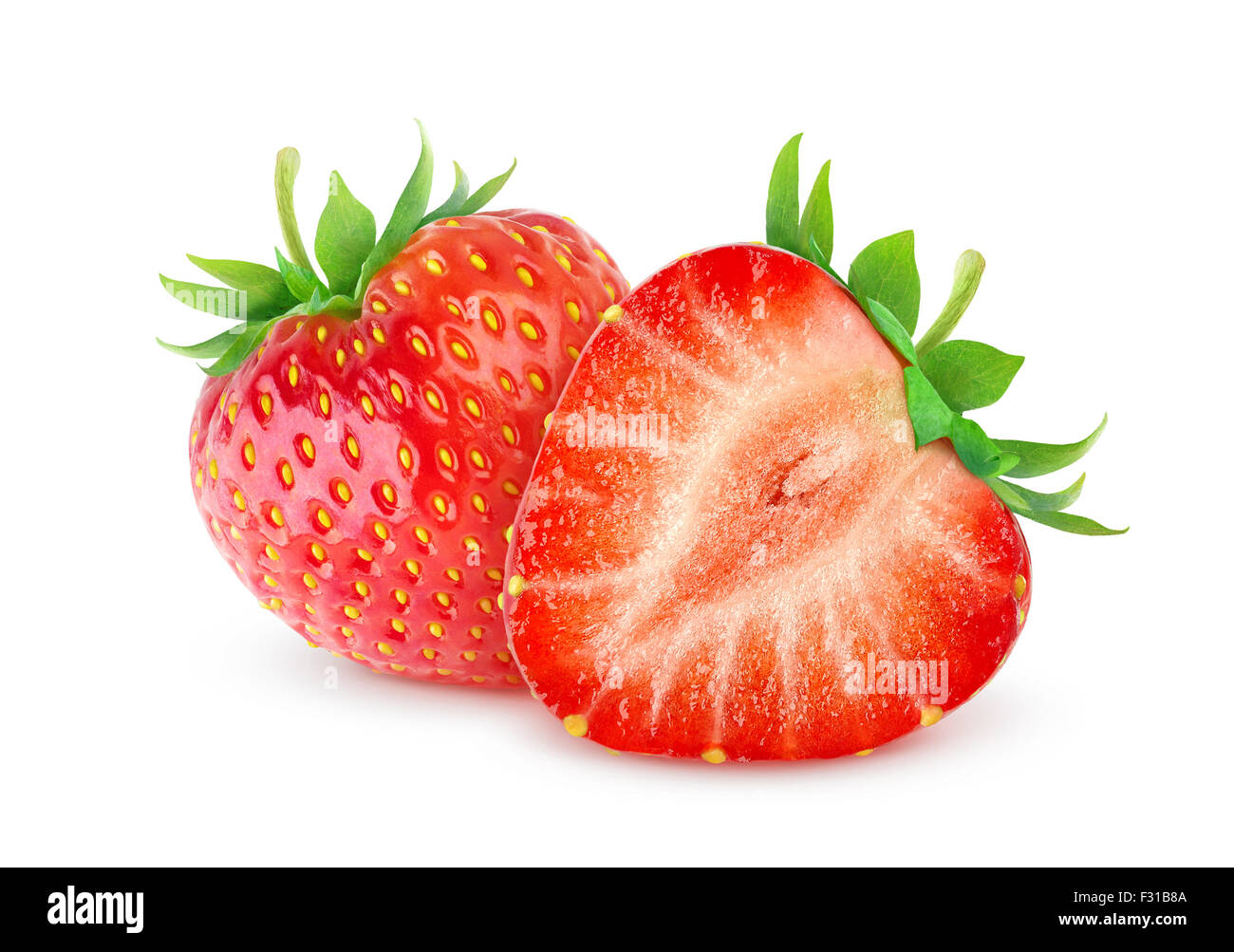 Two strawberries isolated on white Stock Photo - Alamy