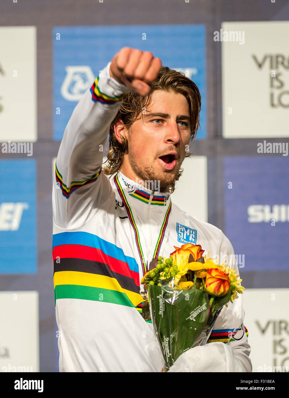 Richmond, Virginia, USA. 27th Sep, 2015. Peter Sagan celebrates his ...