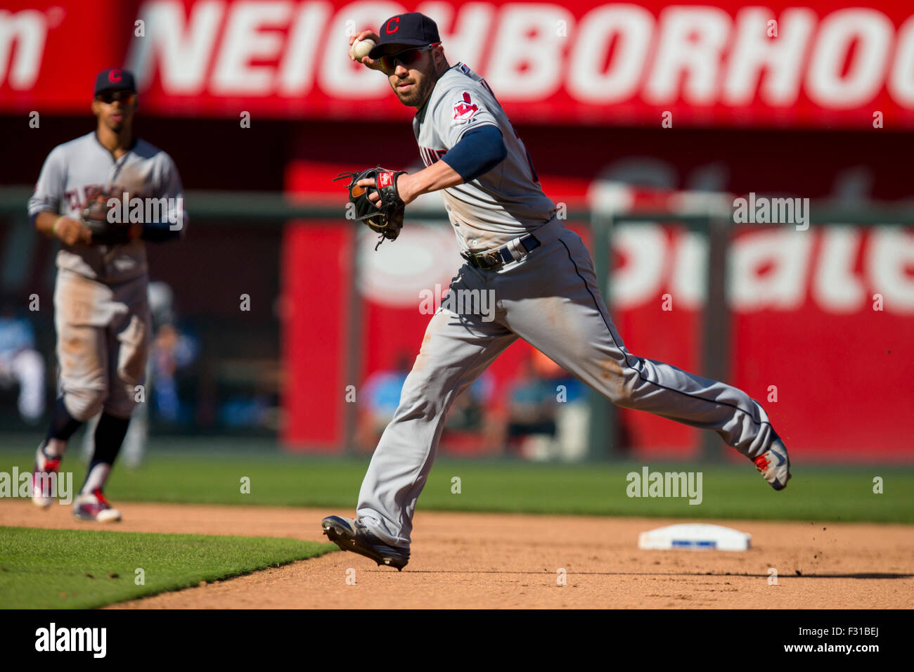 Kansas City, MO, USA. 27th Sep, 2015. Jason Kipnis #22 of the Cleveland ...