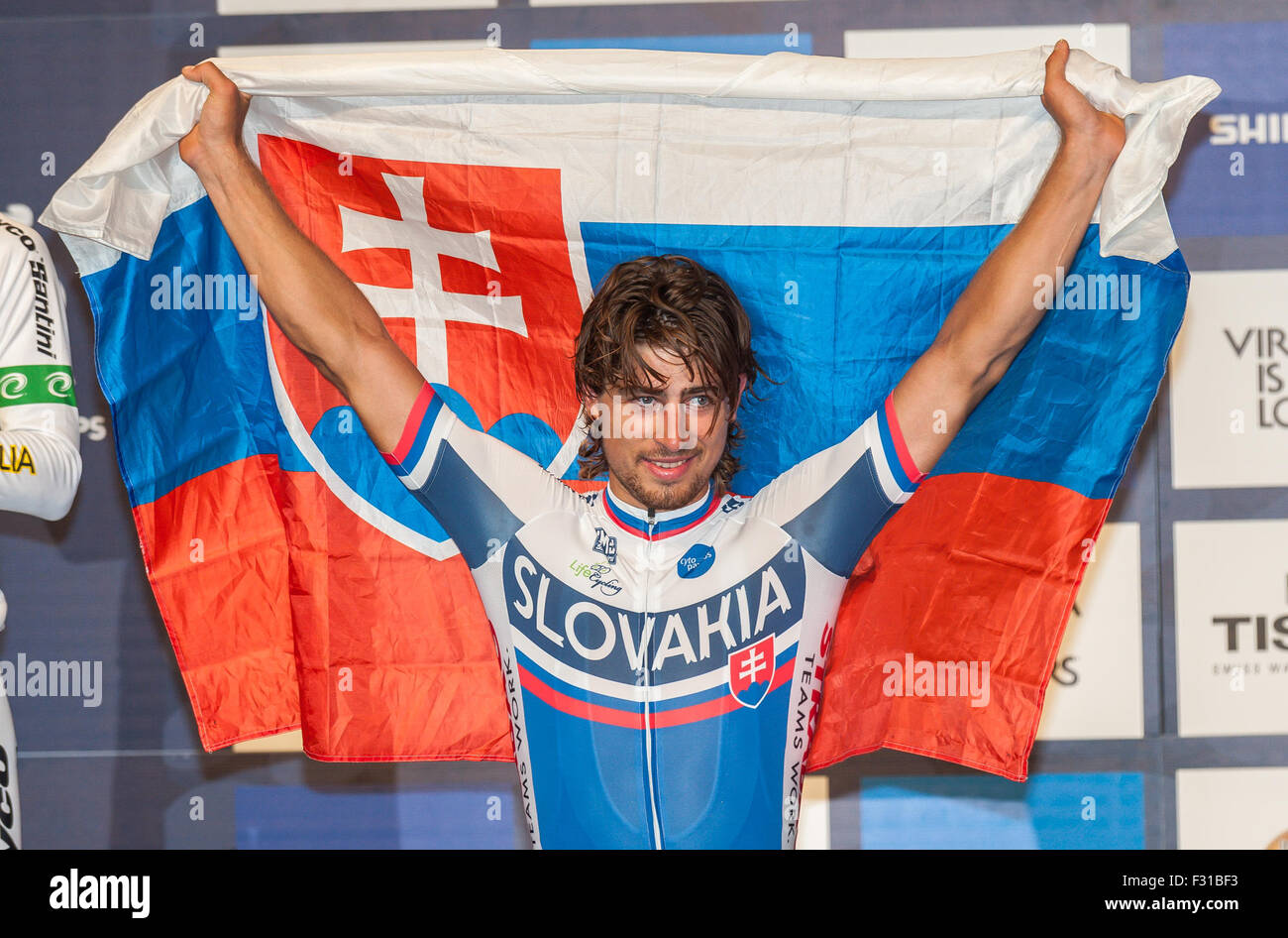Richmond, Virginia, USA. 27th Sep, 2015. Peter Sagan celebrates his ...