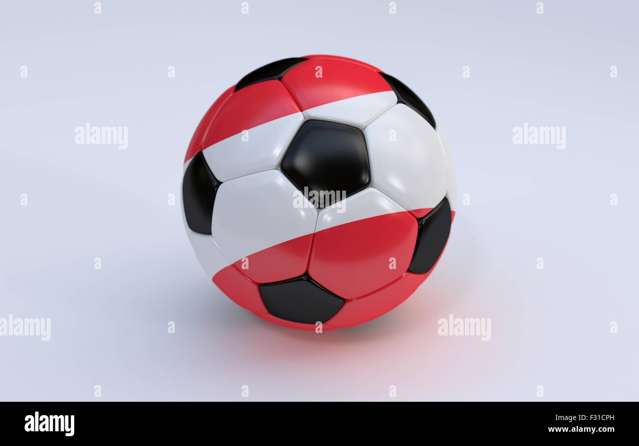 Austria flag on soccer, football ball on white background Stock Photo ...
