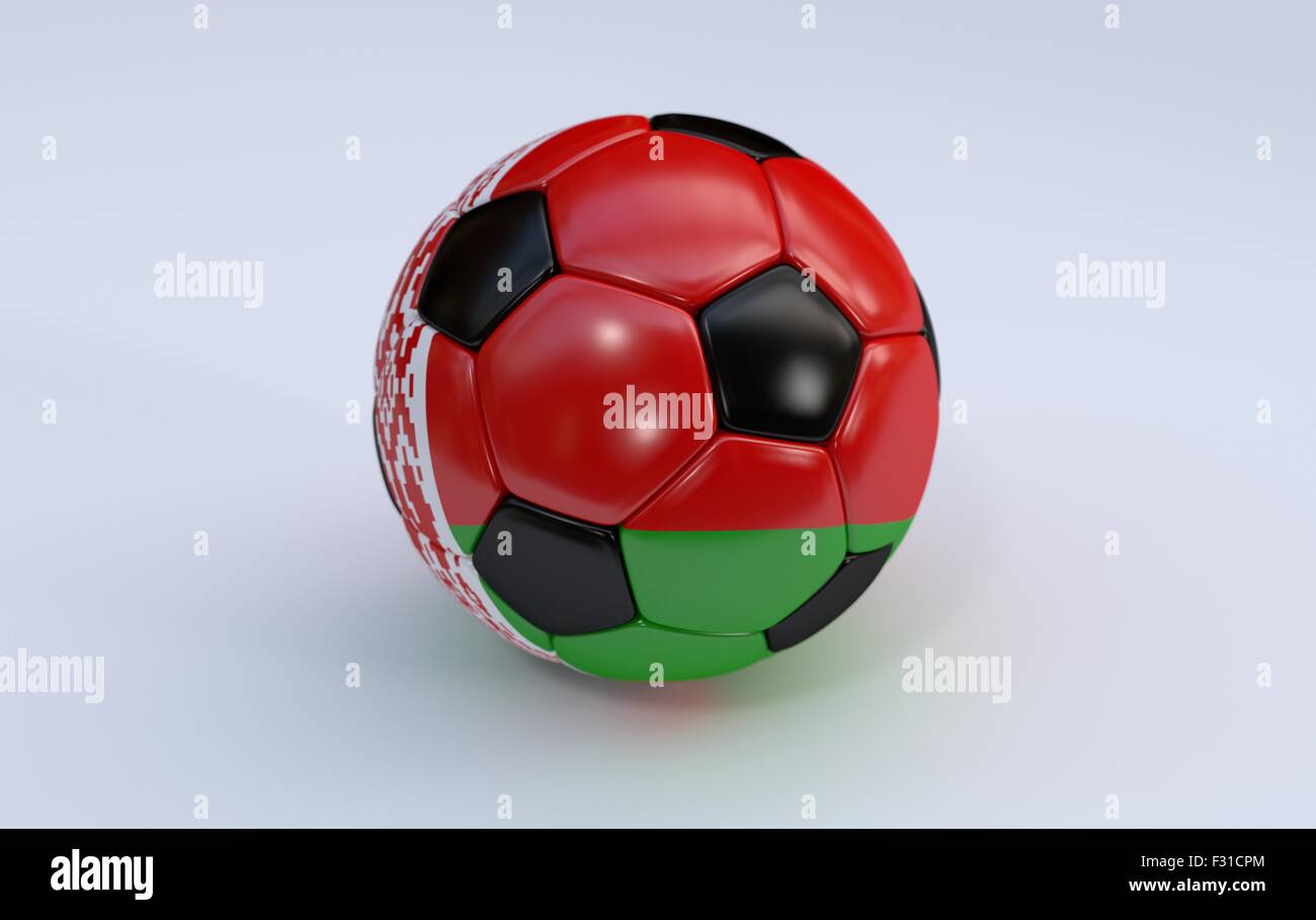 Belarus flag on soccer, football ball on white background Stock Photo ...