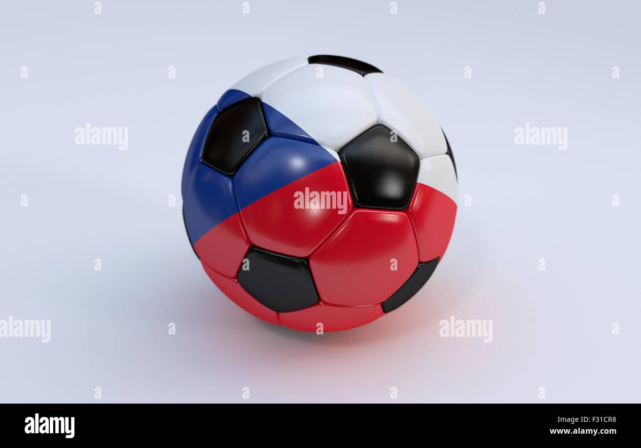 Czech Republic flag on soccer, football ball on white background Stock ...