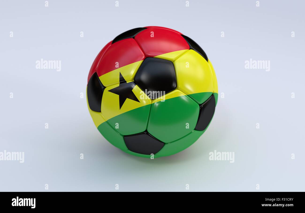 Ghana flag on soccer, football ball on white background Stock Photo - Alamy