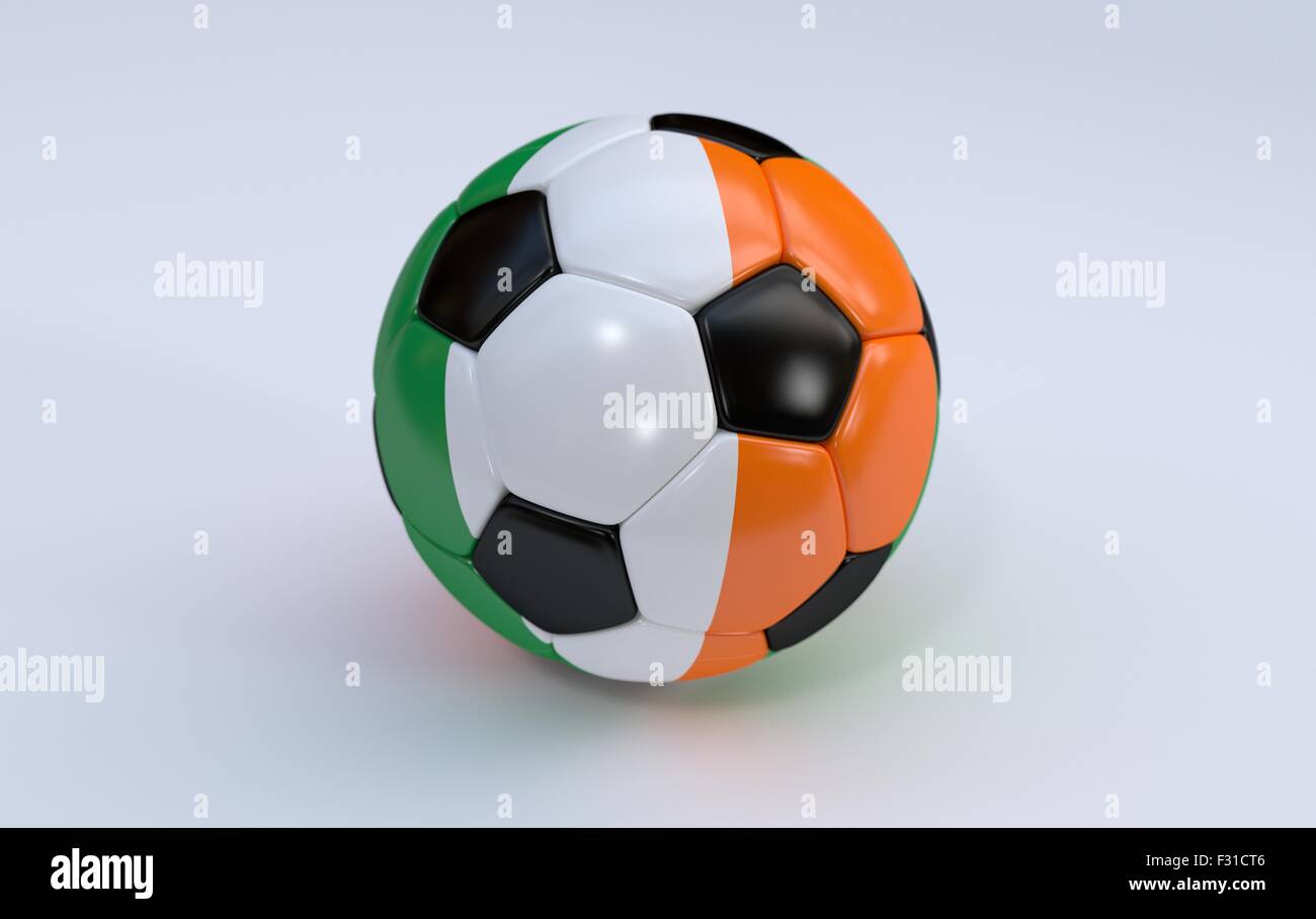 Ireland flag on soccer, football ball on white background Stock Photo ...