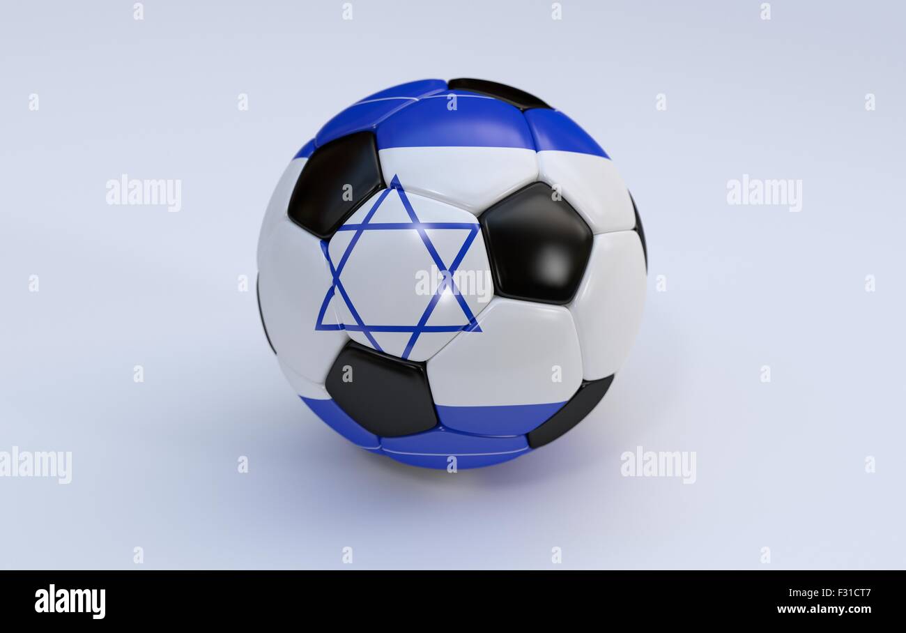 Israel flag on soccer, football ball on white background Stock Photo ...