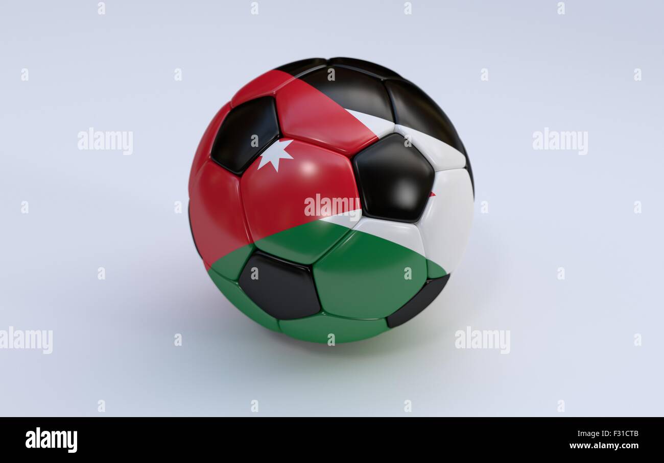 Jordan flag on soccer, football ball on white background Stock Photo ...