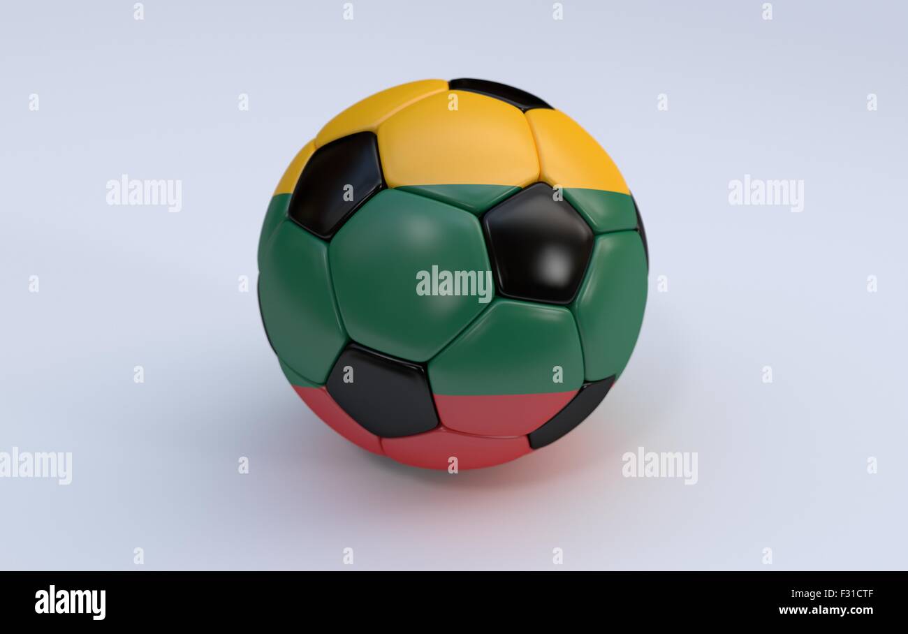 Lithuania flag on soccer, football ball on white background Stock Photo ...