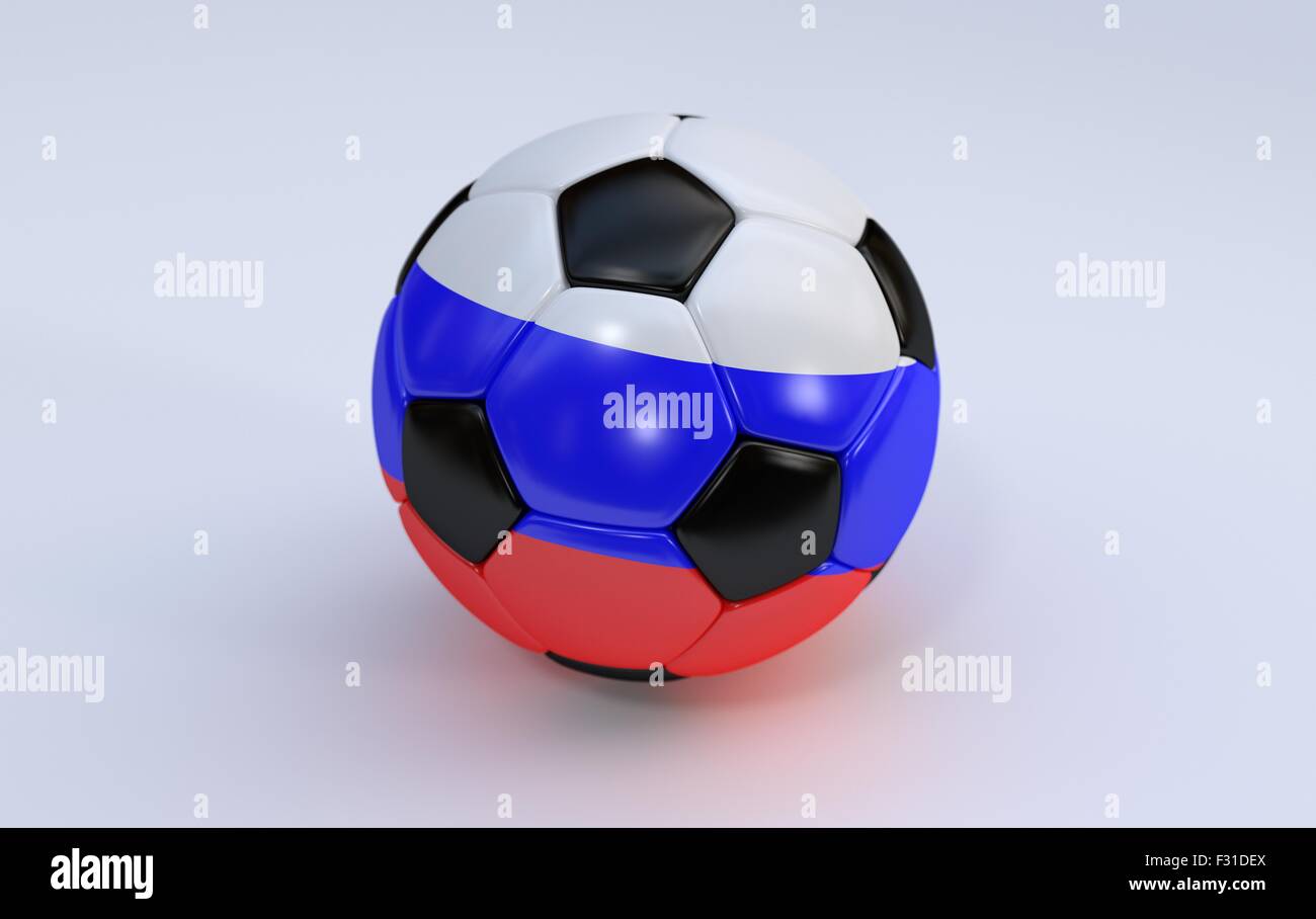 Russia flag on soccer, football ball on white background Stock Photo ...