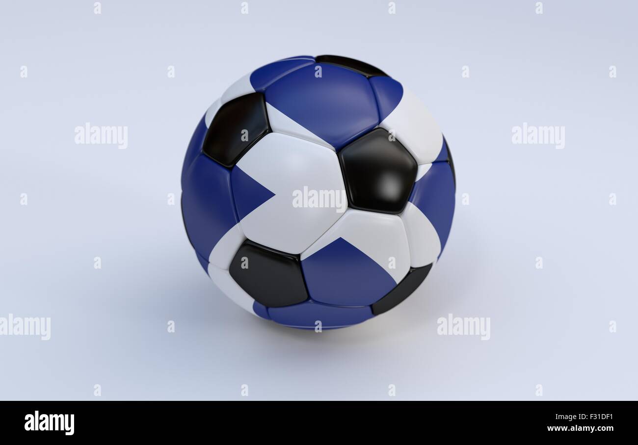 Scotland flag on soccer, football ball on white background Stock Photo ...