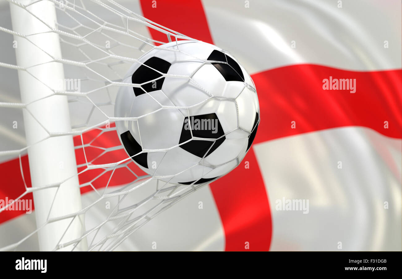 England flag and soccer ball, football in goal net Stock Photo - Alamy