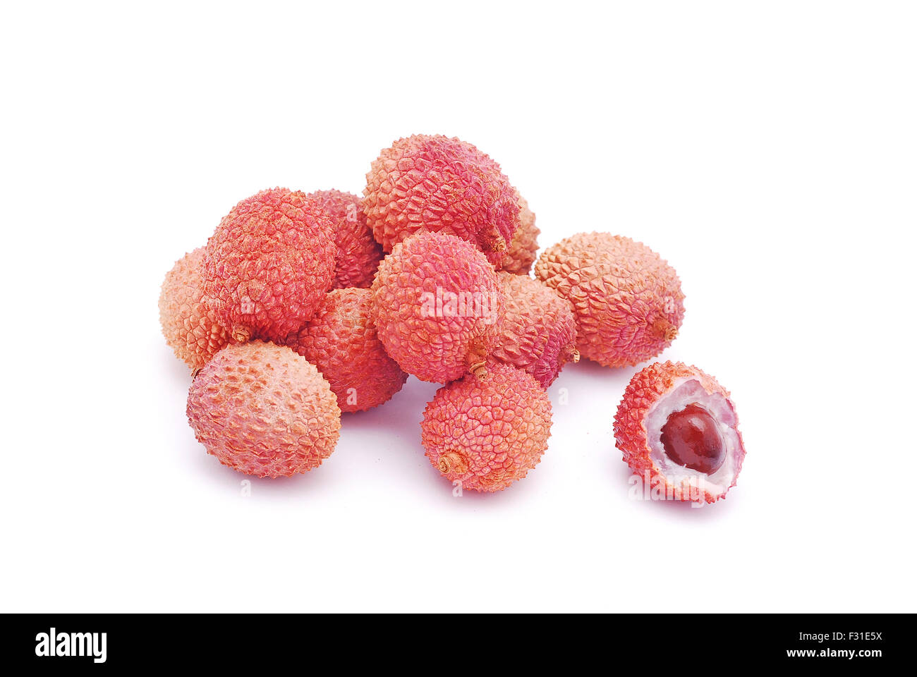 litchi fruits on white background Stock Photo - Alamy