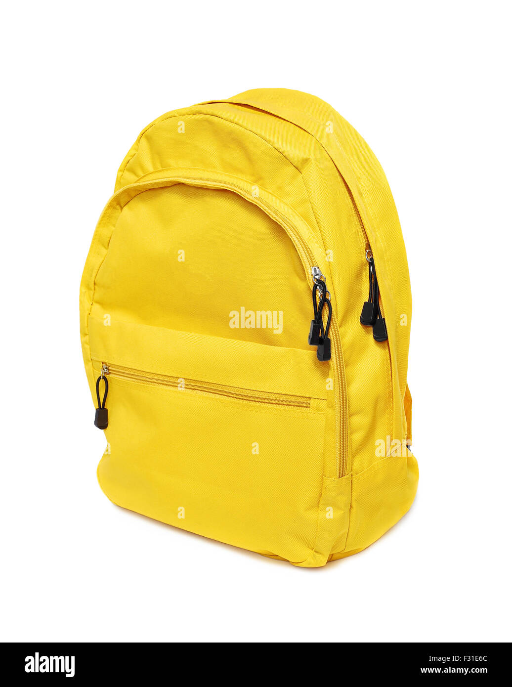 yellow backpack on white background Stock Photo - Alamy
