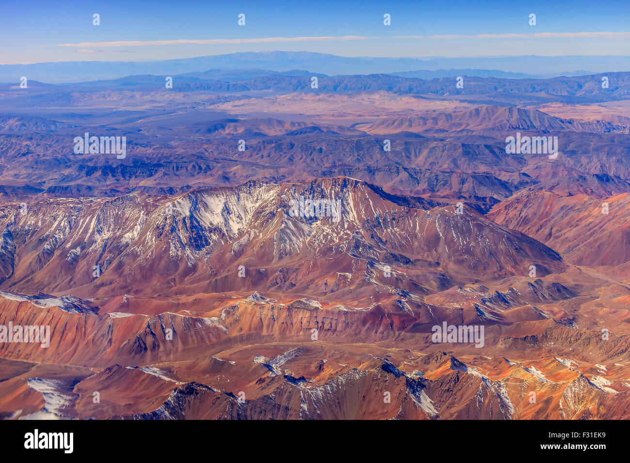 Aerial view of the Andes Mountains between Chile and Argentina Stock ...