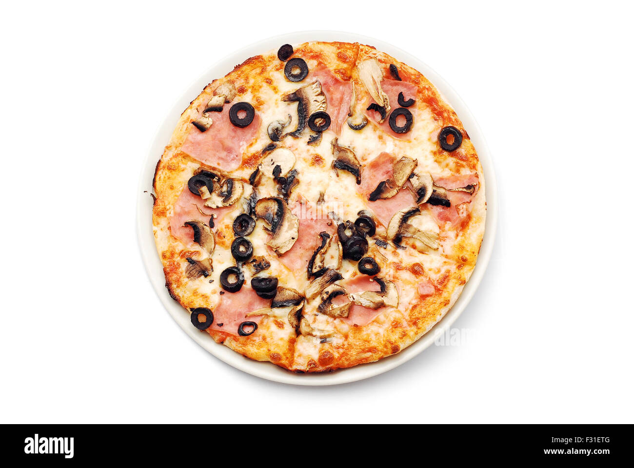 pizza on plate on white background Stock Photo - Alamy