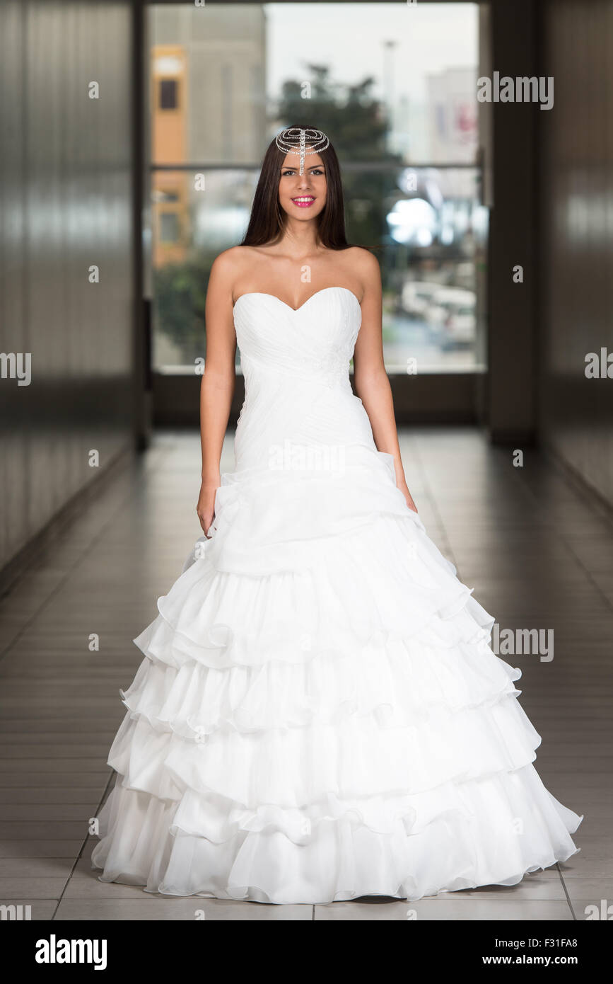 Beautiful Bride In Her Wedding Dress Stock Photo - Alamy