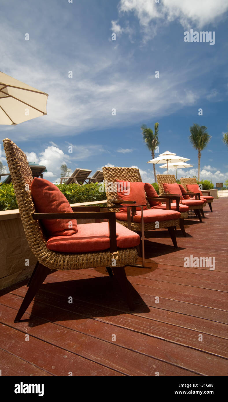 Outdoor chairs in a resort Stock Photo - Alamy