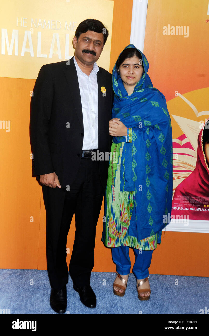 New York City 24th Sep 2015 Malala Yousafzai And Her Father Ziauddin Yousafzai Attend The
