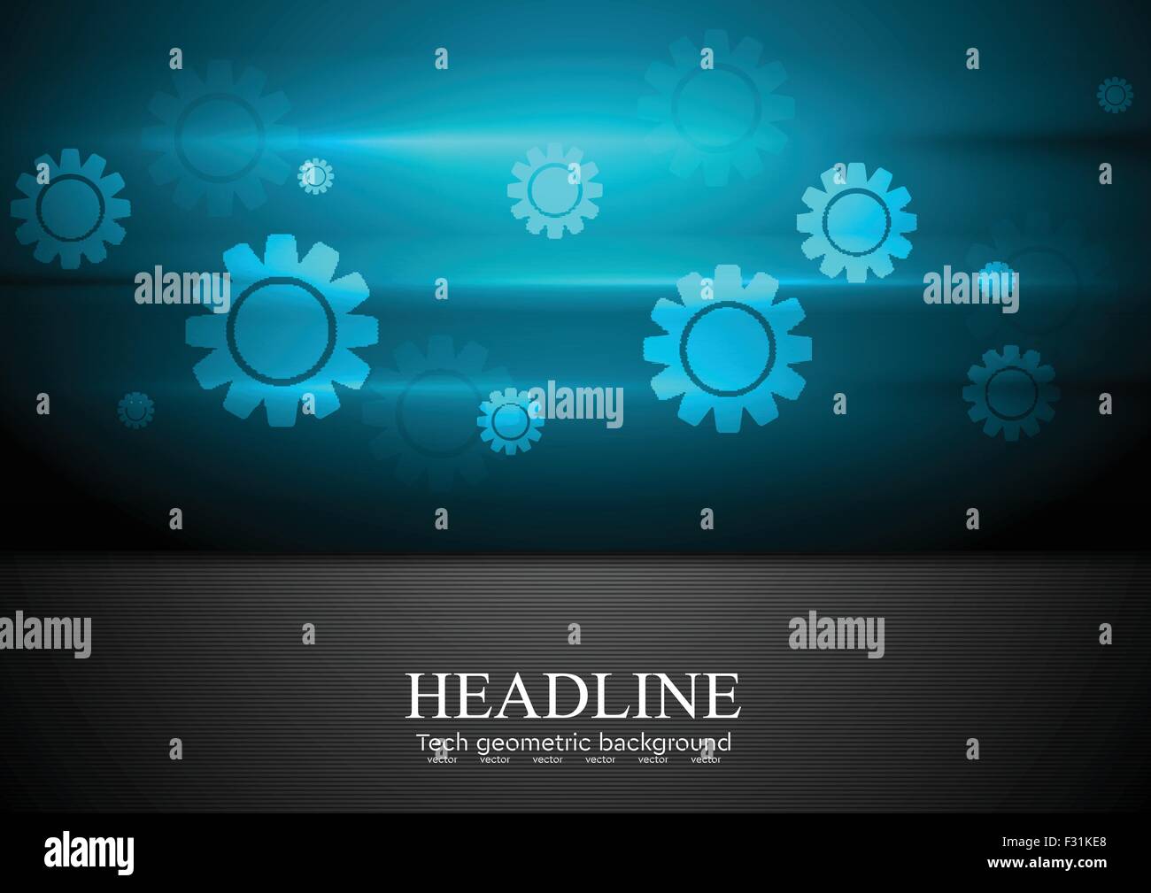 Contrast blue and black tech background with gears. Vector design Stock ...