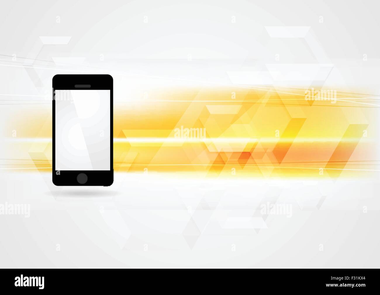 Yellow technology background with smartphone. Vector design Stock ...