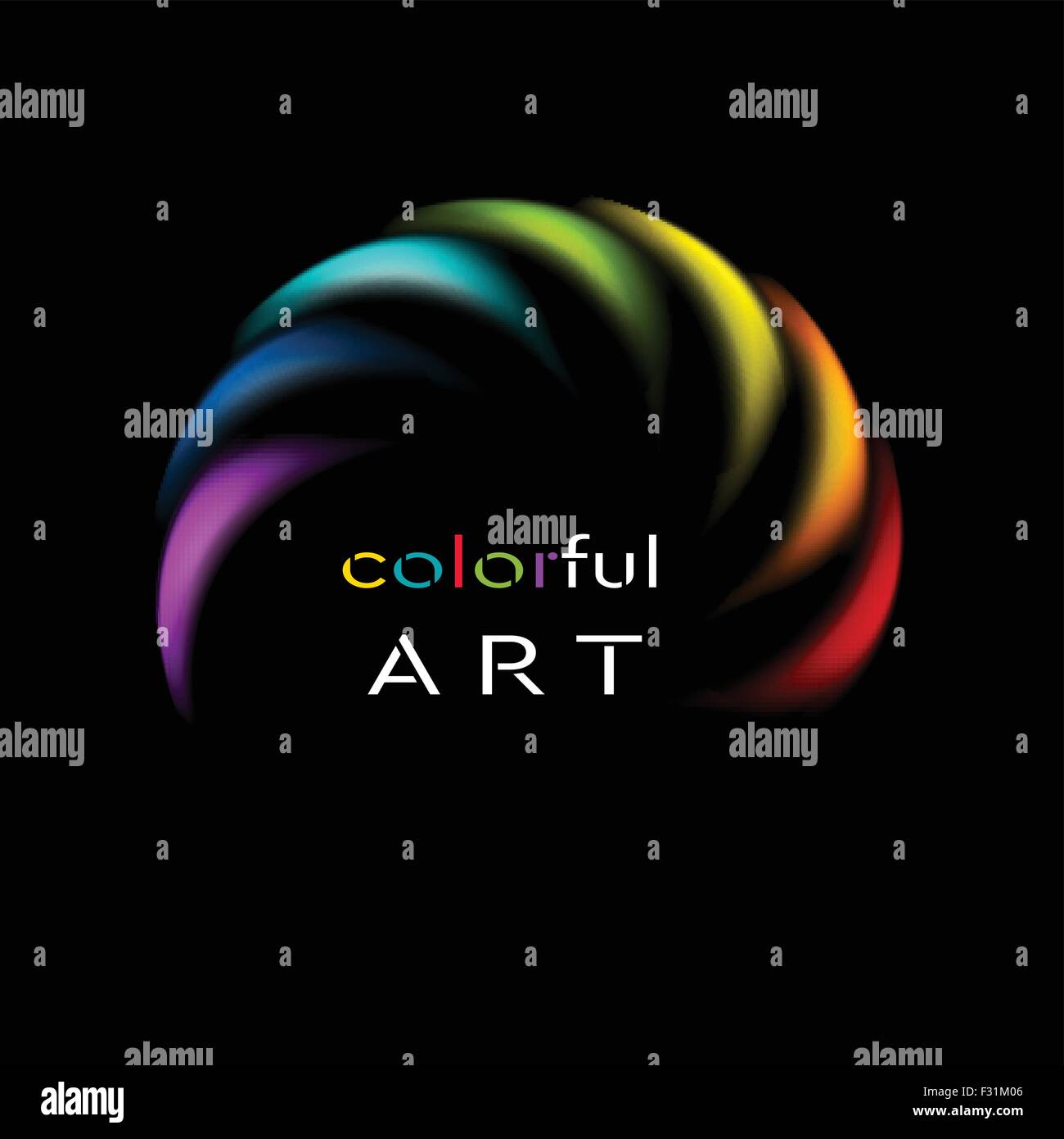 Colorful rainbow abstract logo on black background. Vector art design ...