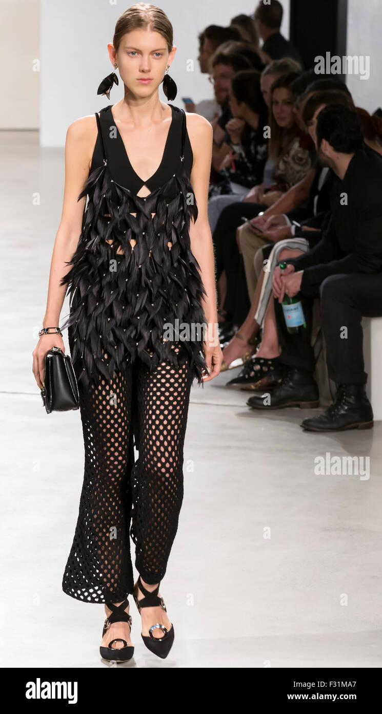 New York, NY - September 16, 2015: Ally Ertel walks the runway at the ...