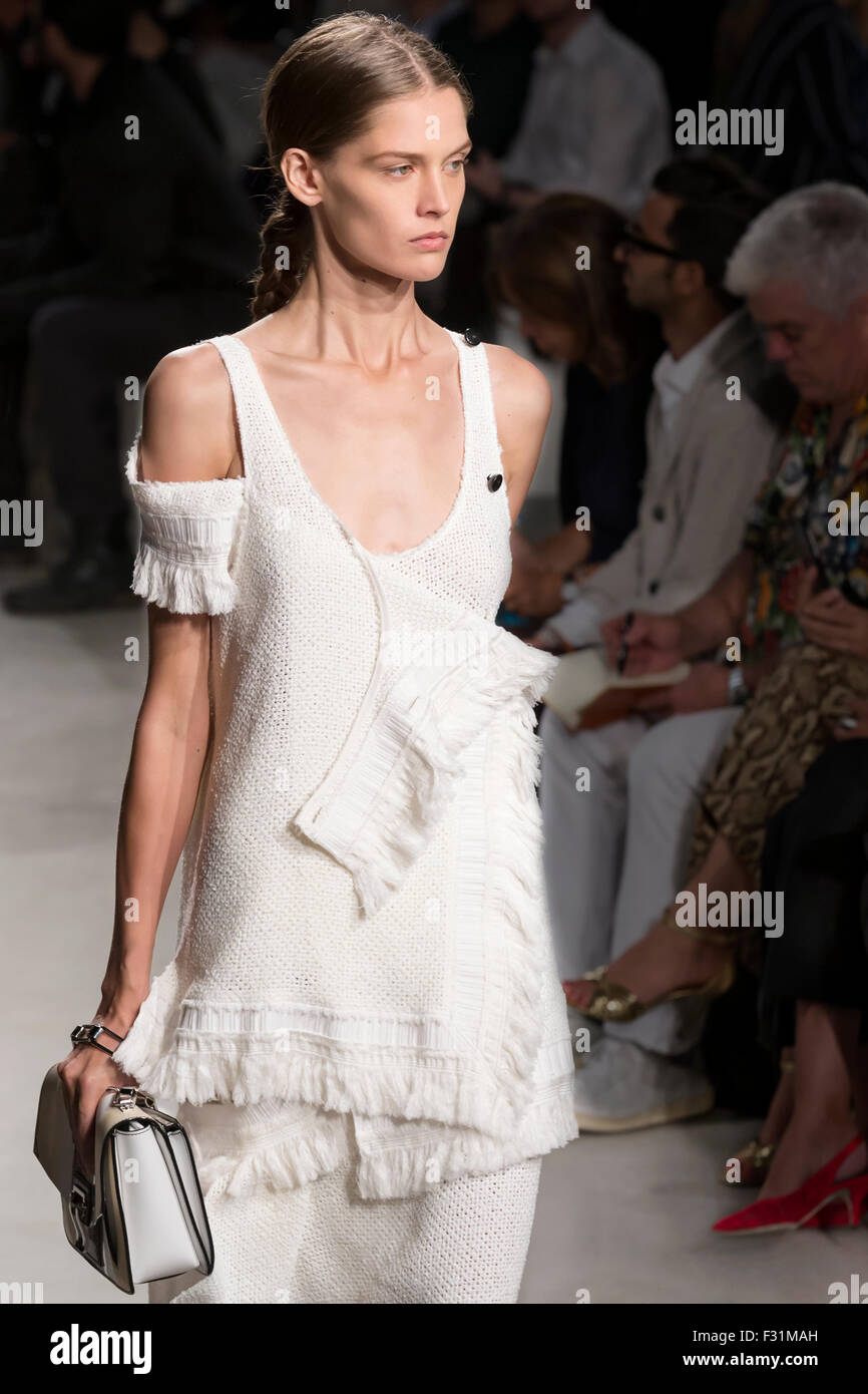 New York, NY - September 16, 2015: Angel Rutledge walks the runway at ...