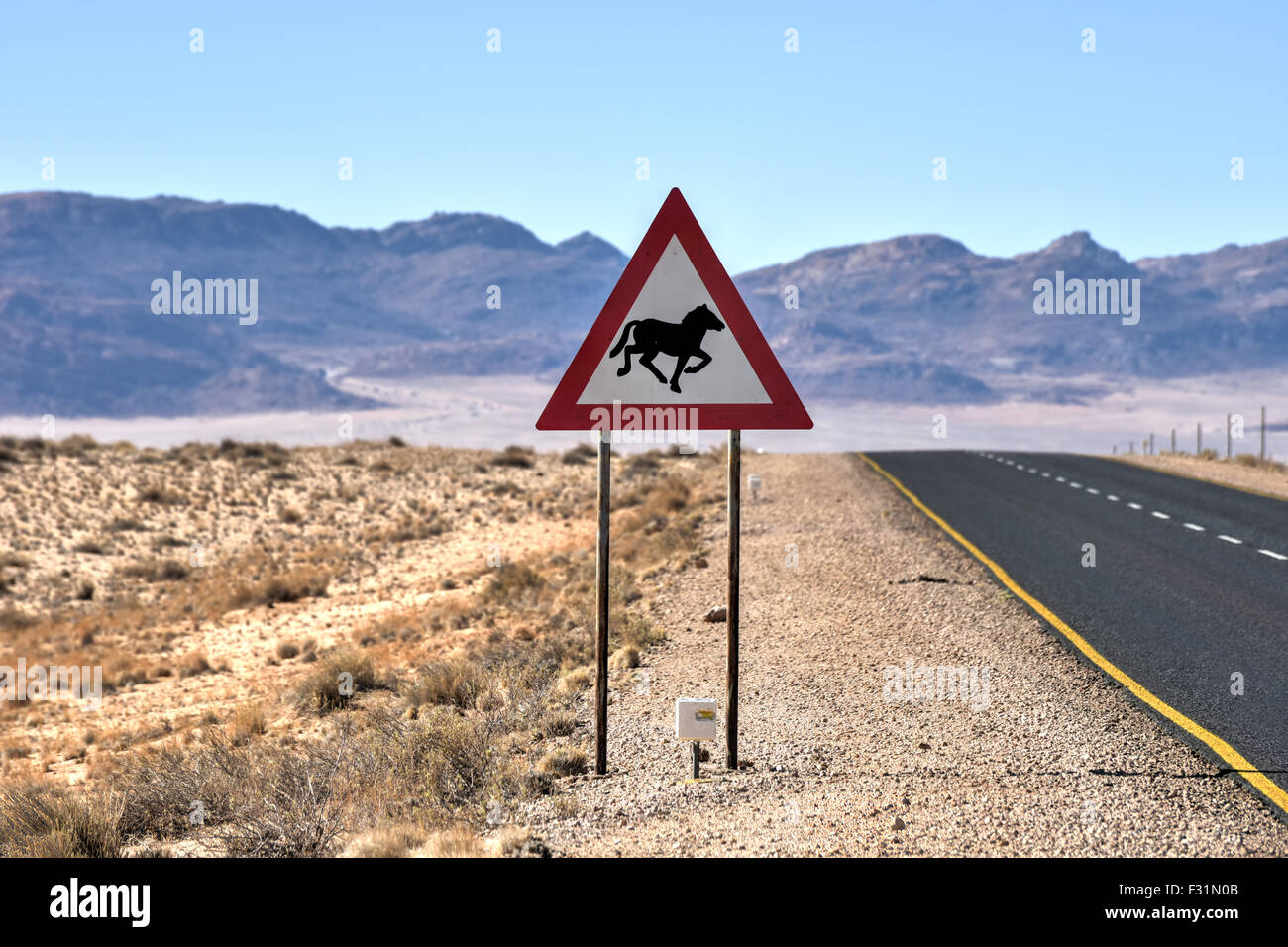 Horse Road Sign along the roads of Namibia Stock Photo - Alamy