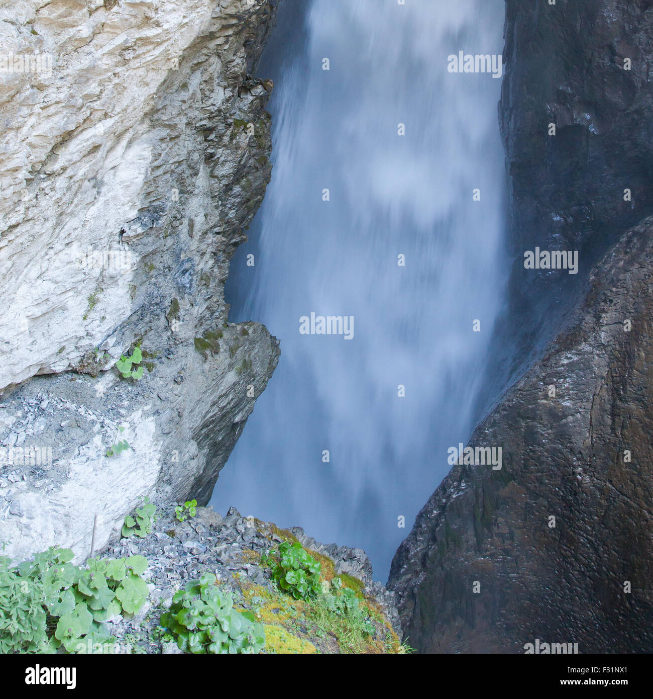 Trummelbach falls (Trummelbachfalle), waterfall in the mountain ...