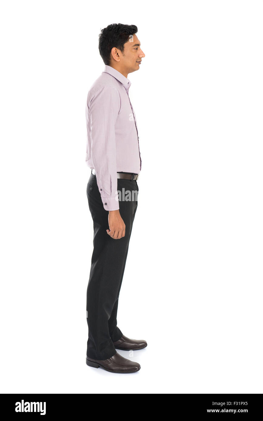 side view of formal indian business man with white background Stock ...