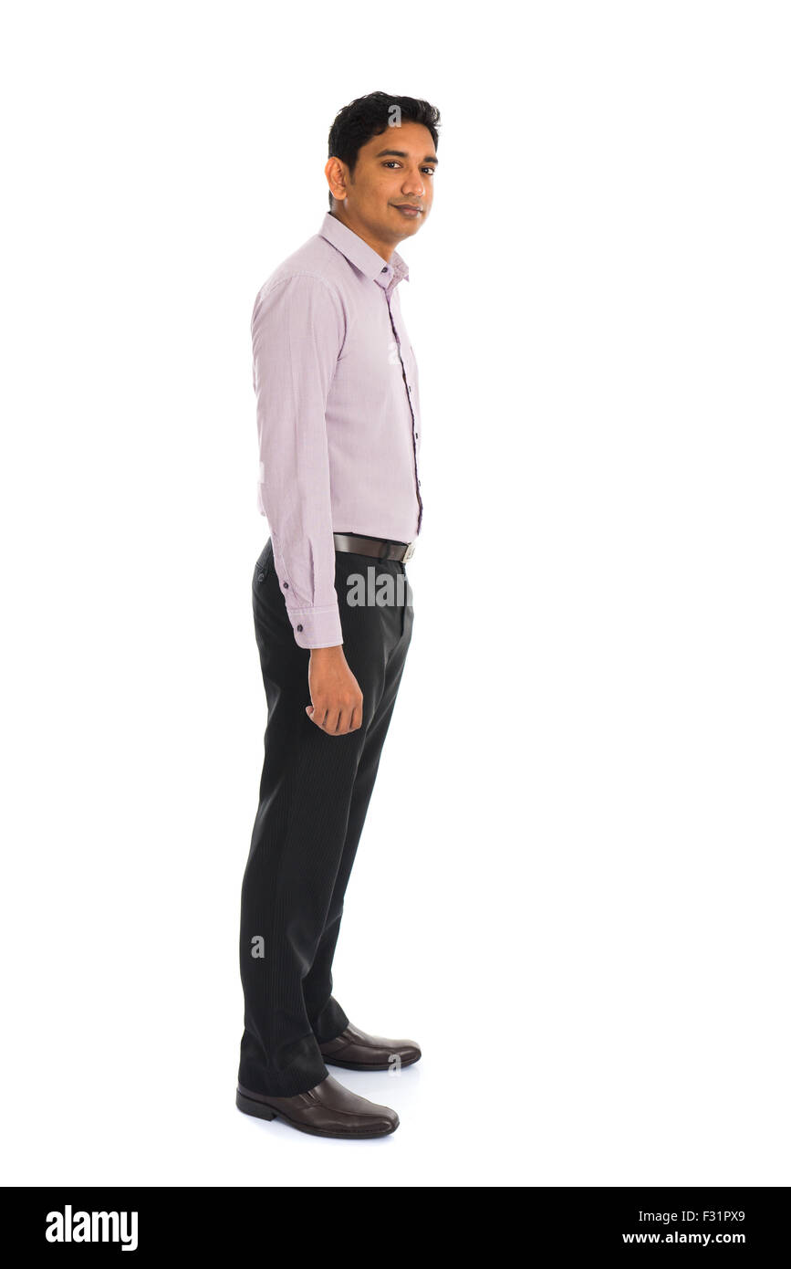 side view of formal indian business man with white background Stock ...