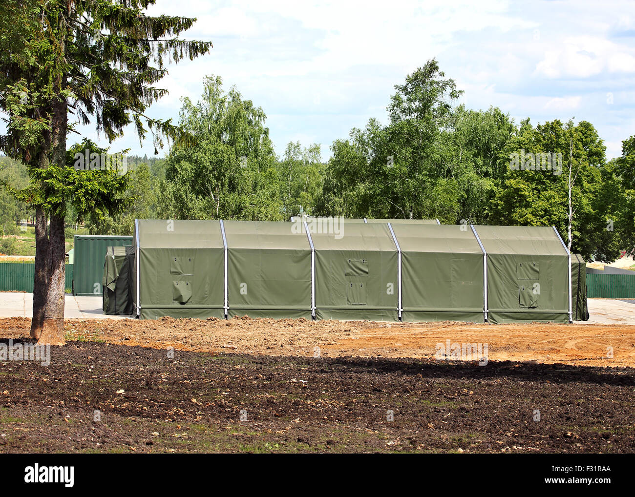 Tent for placement of personnel on military range Stock Photo - Alamy