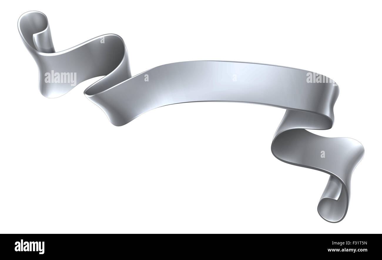 A silver steel metal banner scroll design Stock Photo - Alamy