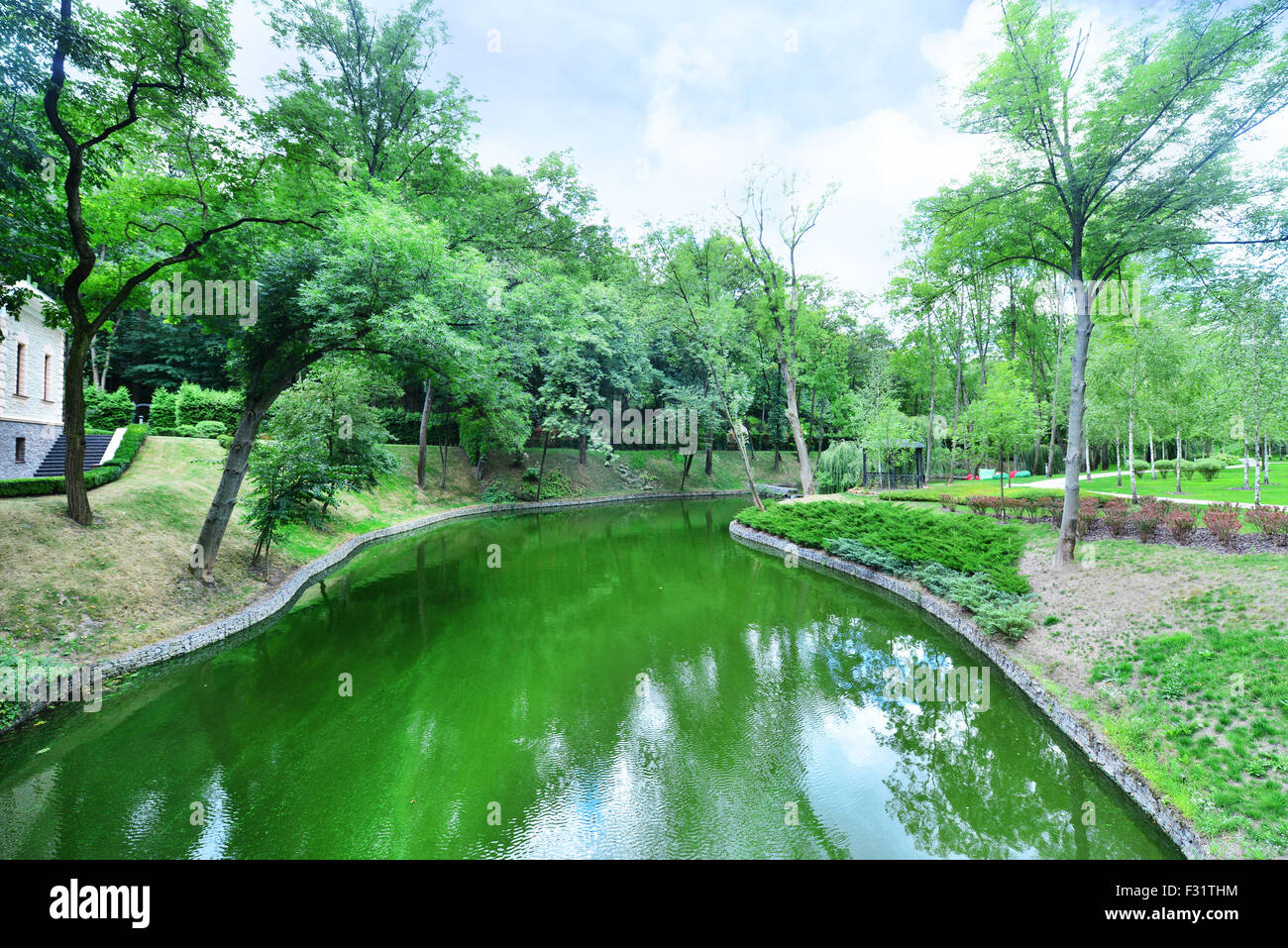 summer park in Ukraine town, Green park Stock Photo - Alamy