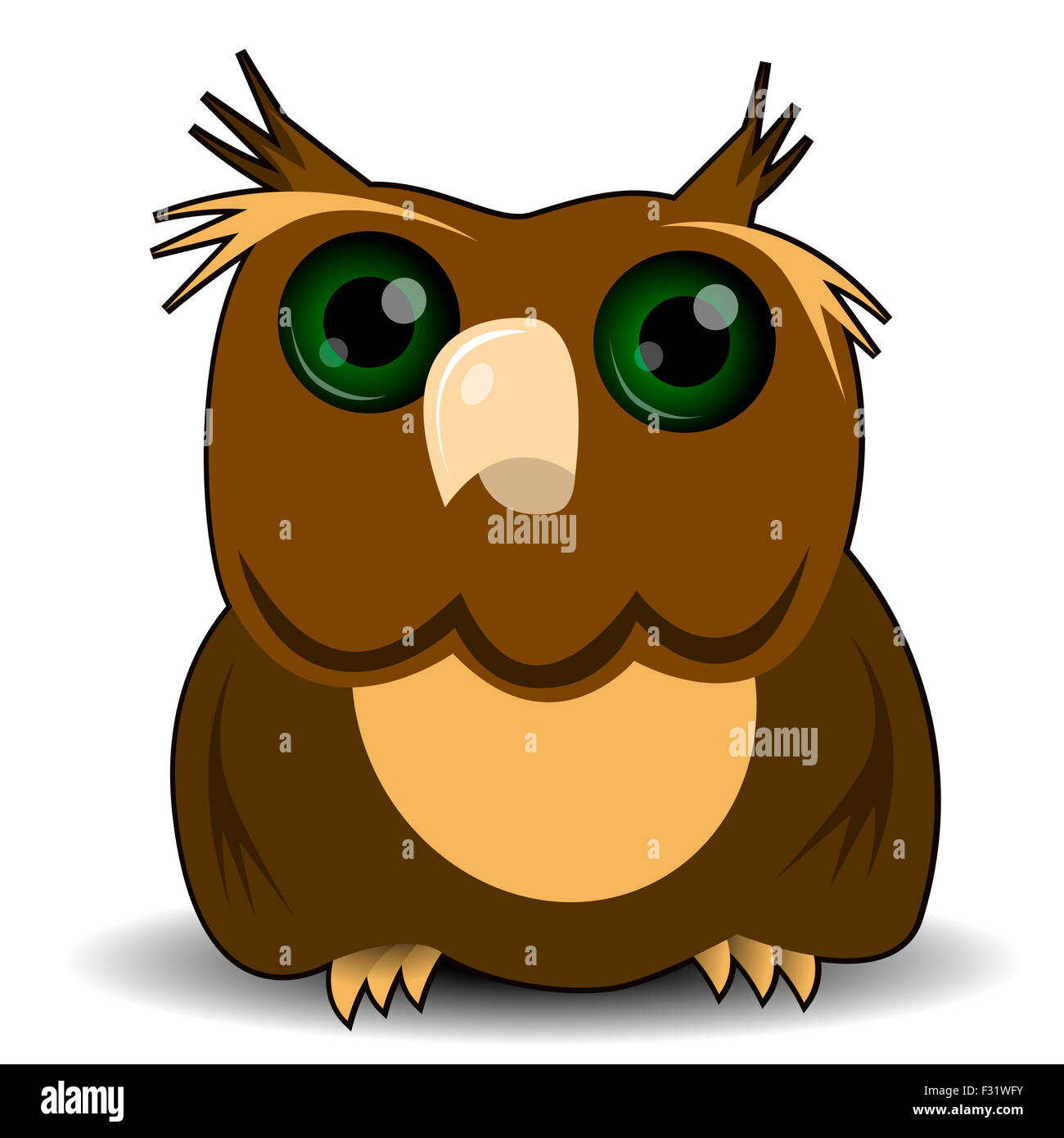 illustration goggle-eyed wise owl with green eyes Stock Photo - Alamy