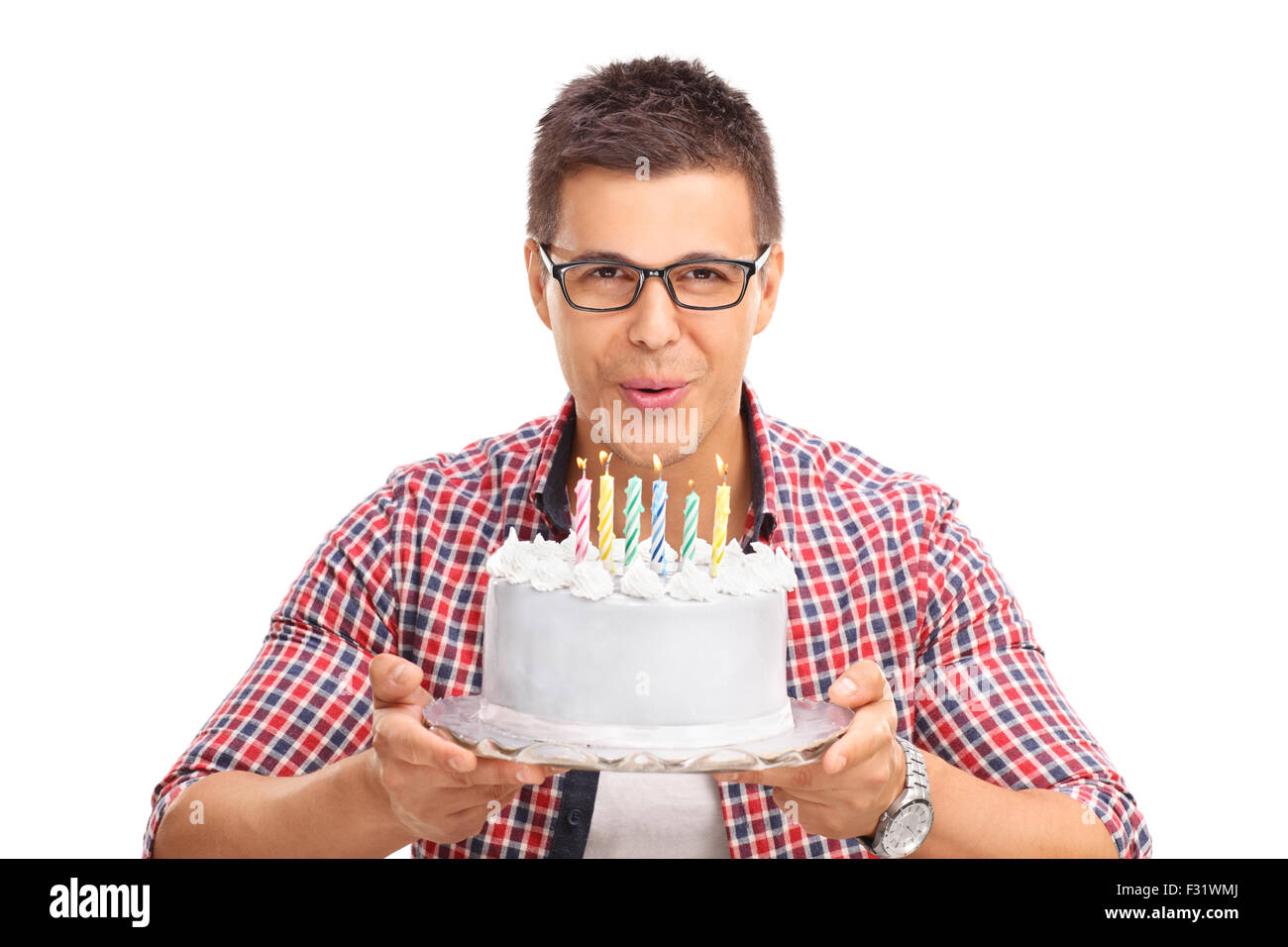 Happy man with cake hi-res stock photography and images - Alamy