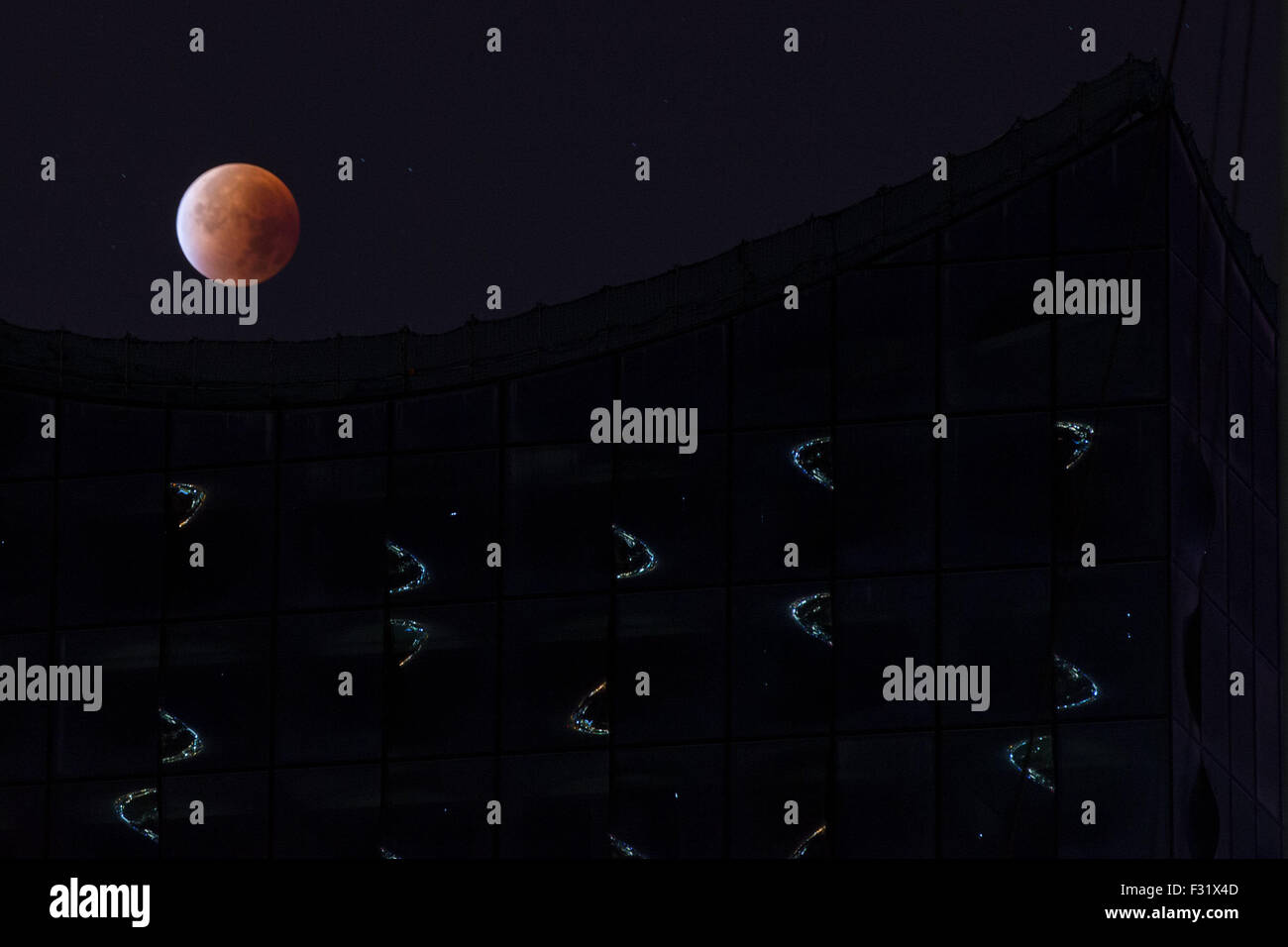 The perigee full moon, or supermoon, appears on the night sky above the ...