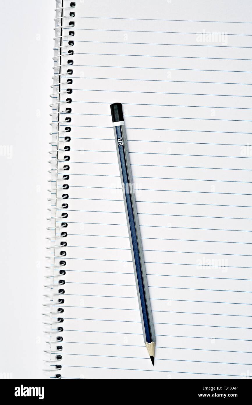 Spiral Bound Notebook Pencil Stock Photo - Alamy