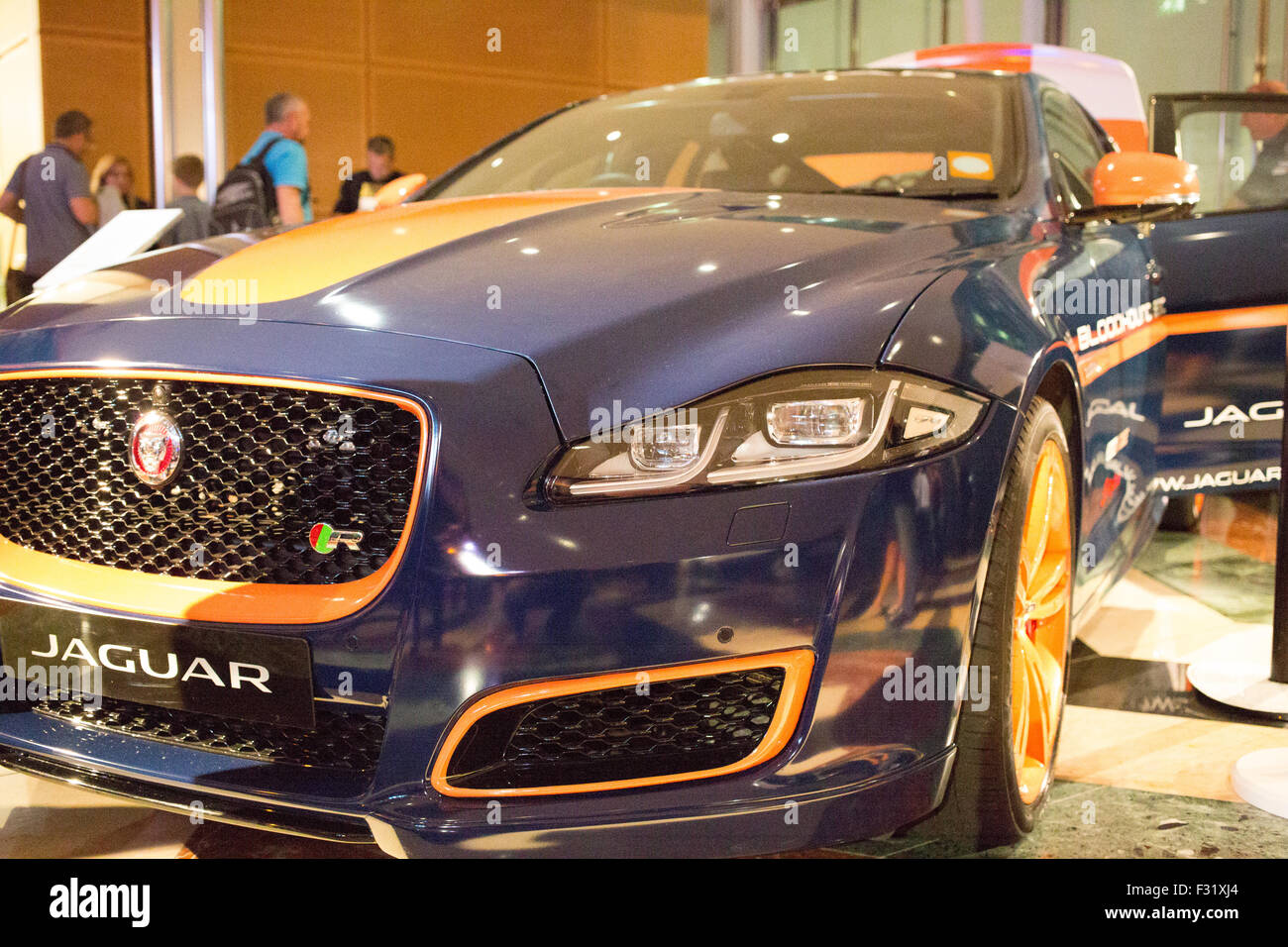 Jaguar response vehicles for the Bloodhound SSC race car Stock Photo ...