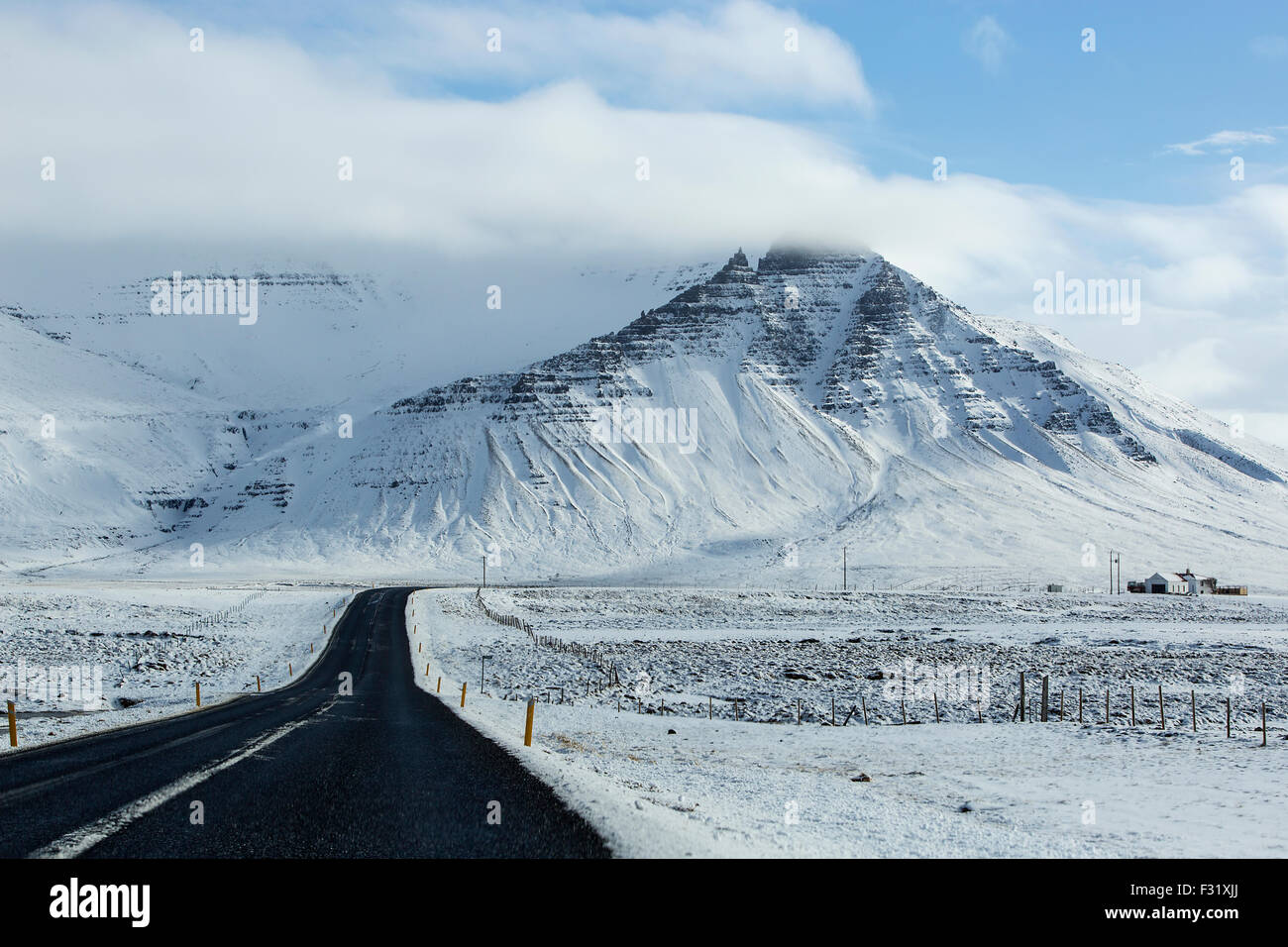 Impressive snowy landscape at the ring road in Iceland Stock Photo - Alamy