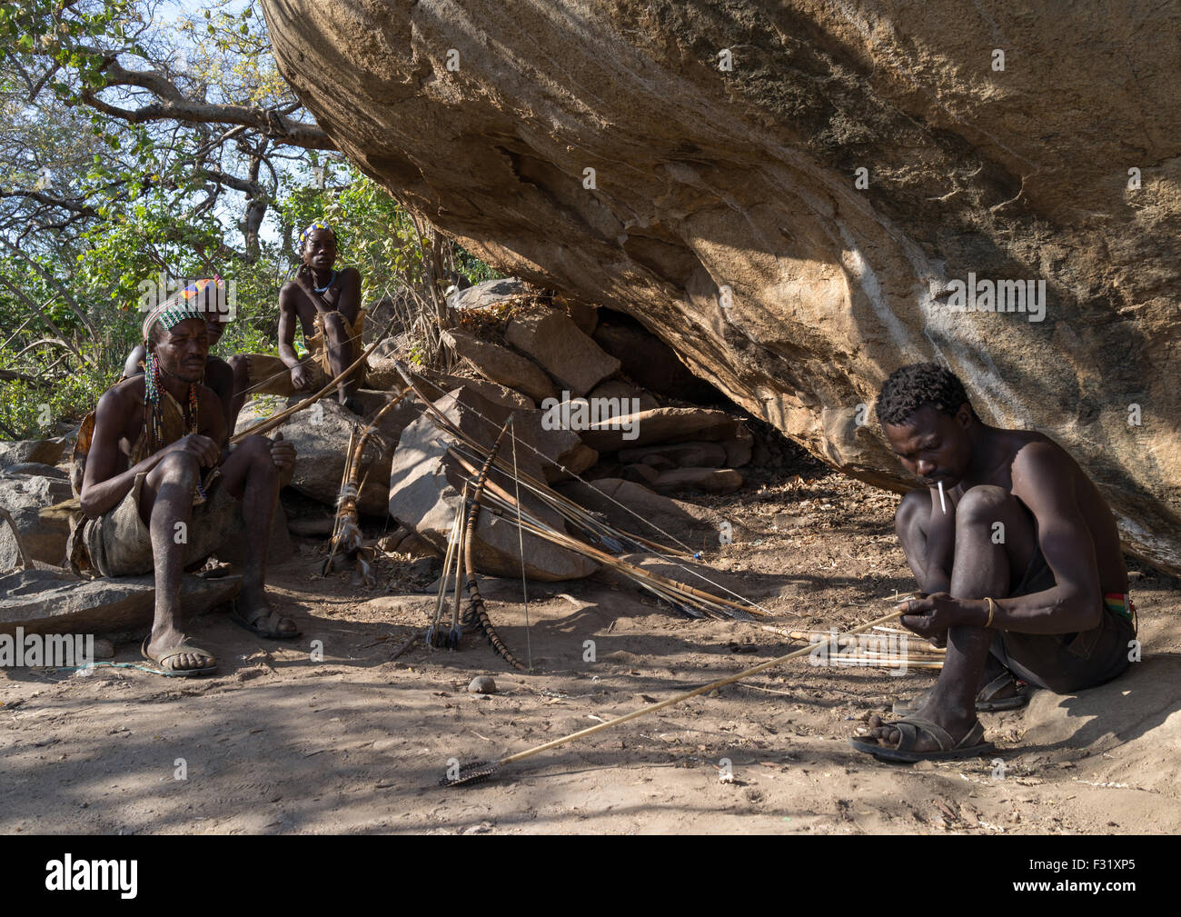 Tanzania, Serengeti Plateau, Lake Eyasi, hadzabe bushman making the ...